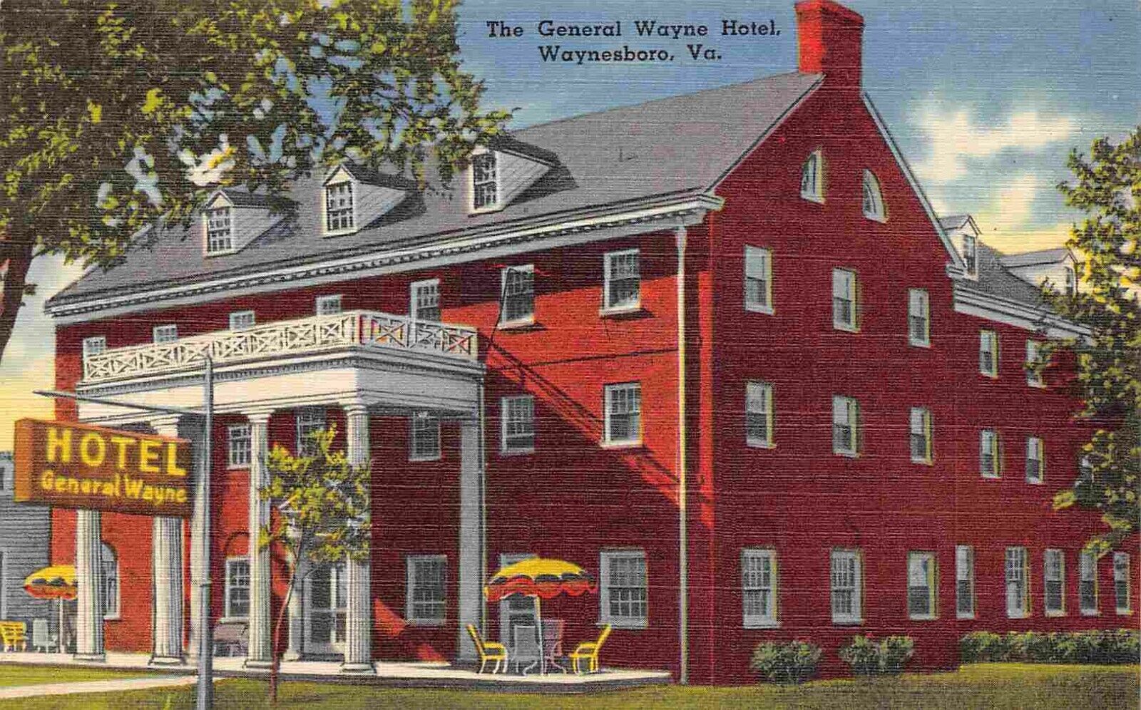 The General Wayne Hotel Waynesboro Virginia linen postcard | United ...