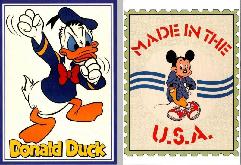 2~4X6 Postcards DISNEY ANIMATION~ DONALD DUCK & MICKEY MOUSE~Made In ...