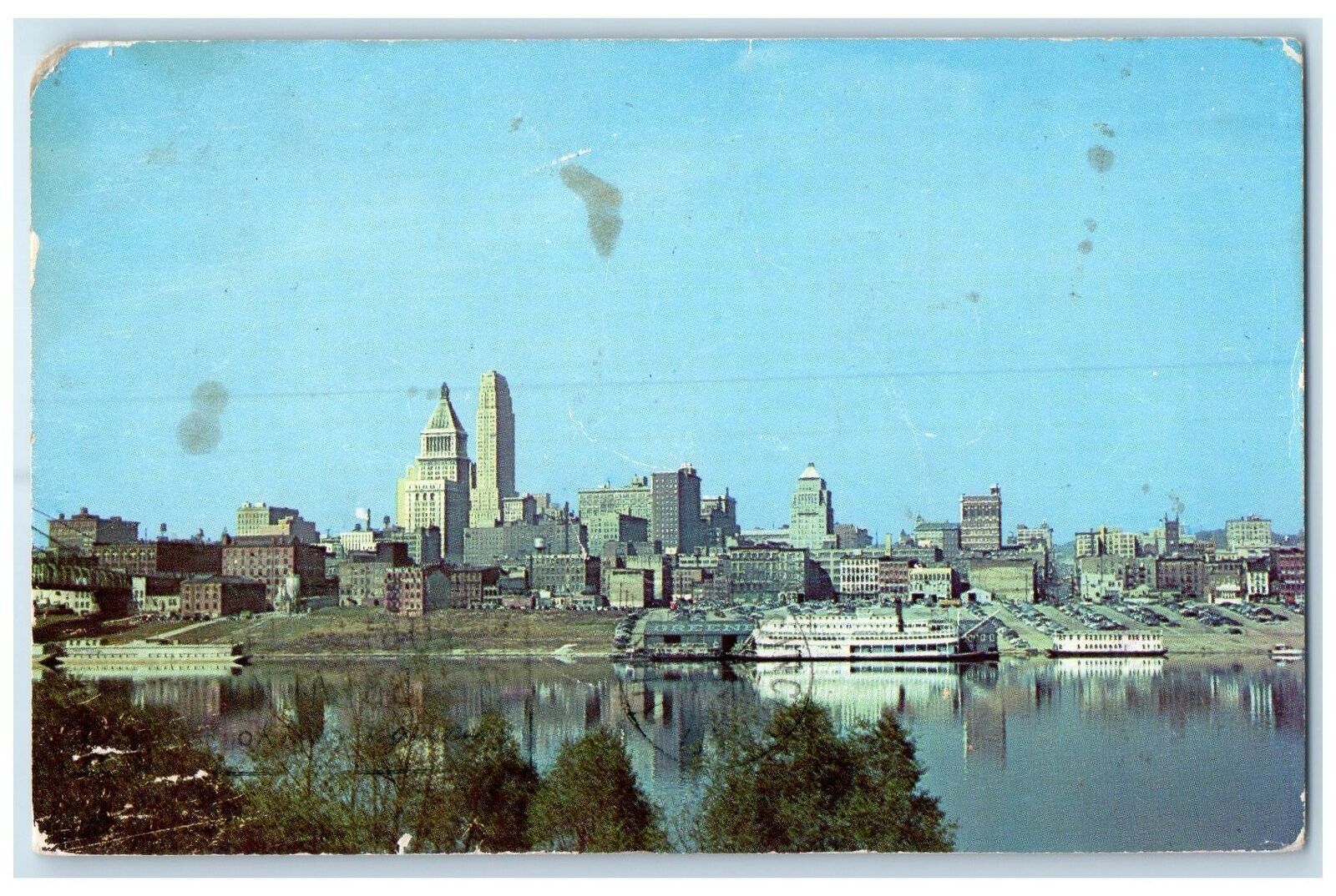 1955 From Kentucky Shore Tallest Building Skyline Of Cincinnati Ohio OH ...