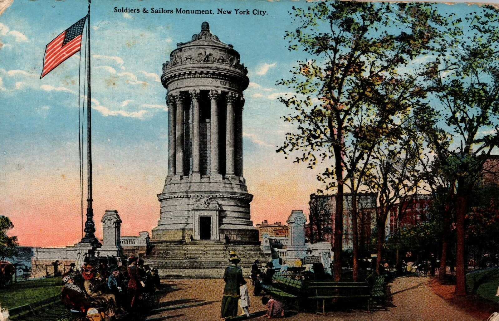 Paper Soldiers' Sailors' Monument New York City Linen Postcard ...