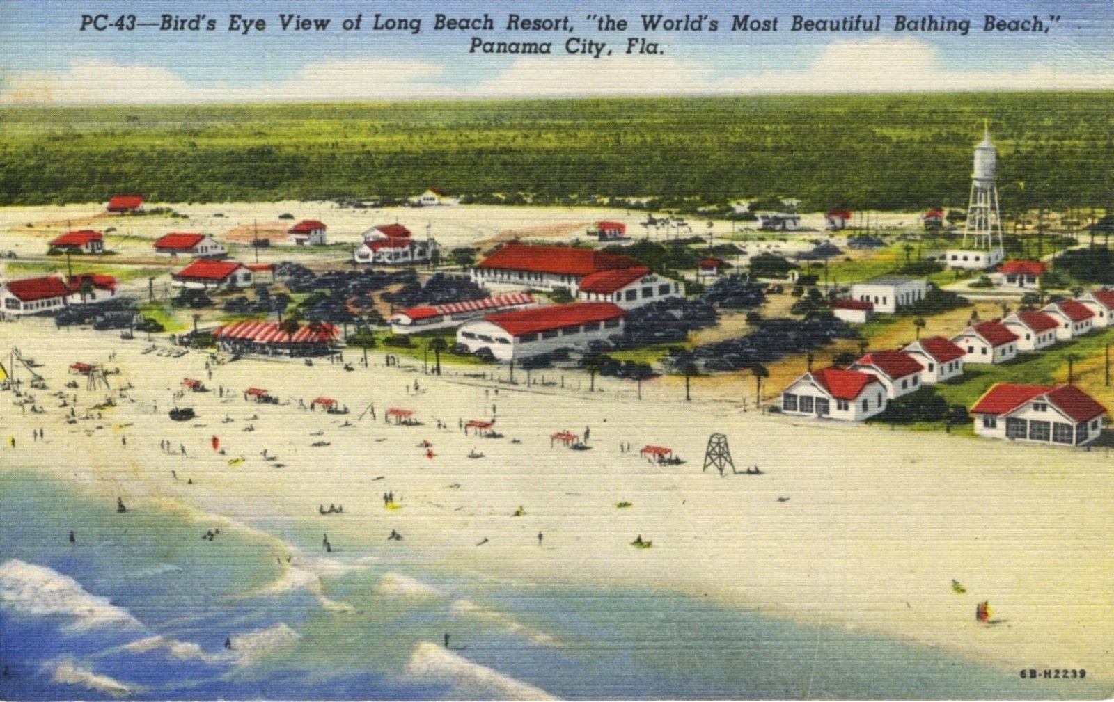 vintage postcard Florida Greetings from Panama City 1940s linen large ...