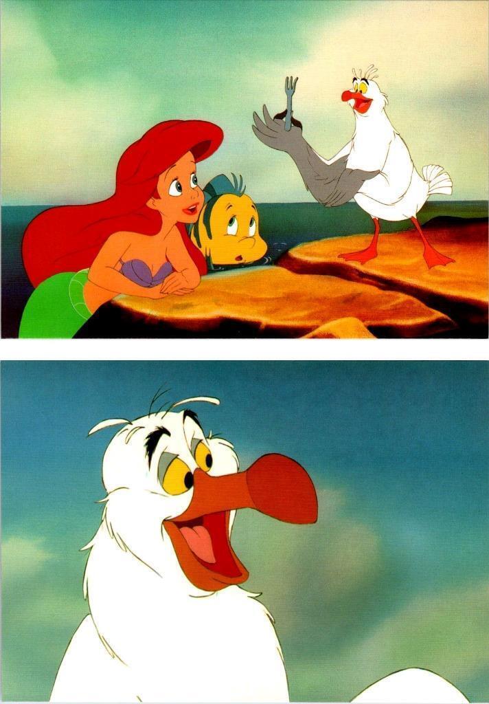 2~4X6 Postcards THE LITTLE MERMAID Ariel~Scuttle~Flounder WALT DISNEY ...