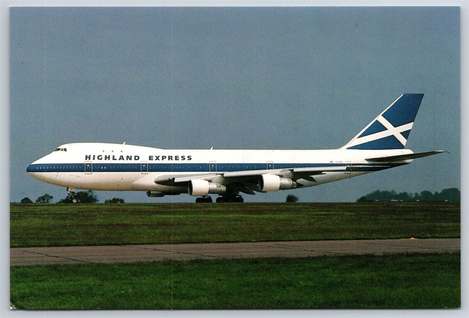 Airplane Postcard Highland Express Airlines Airways Boeing 747-123 FN43 ...