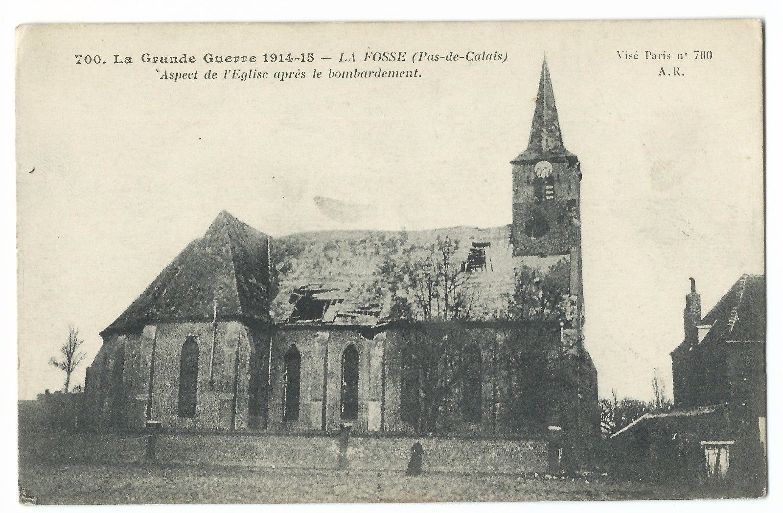 WW1 Ruins; La Fosse, Pas De Calais, Church after Shelling PPC, Unposted ...