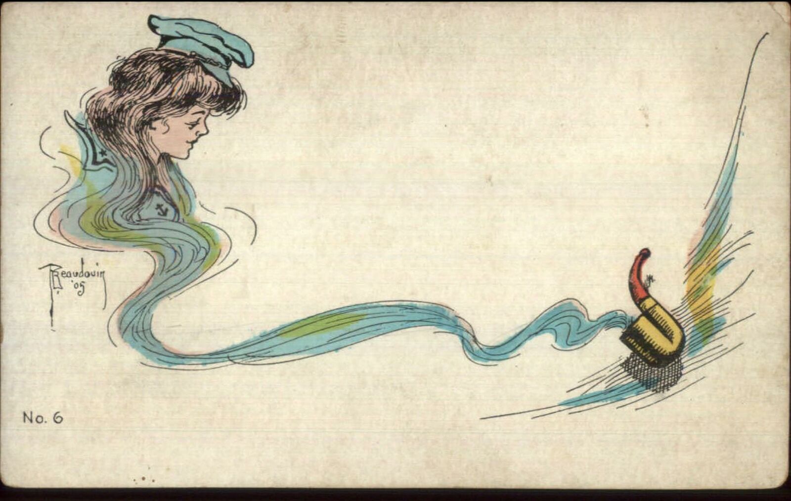 Beaudouin Beautiful Woman & Smoking Pipe c1905 Postcard | Topics ...