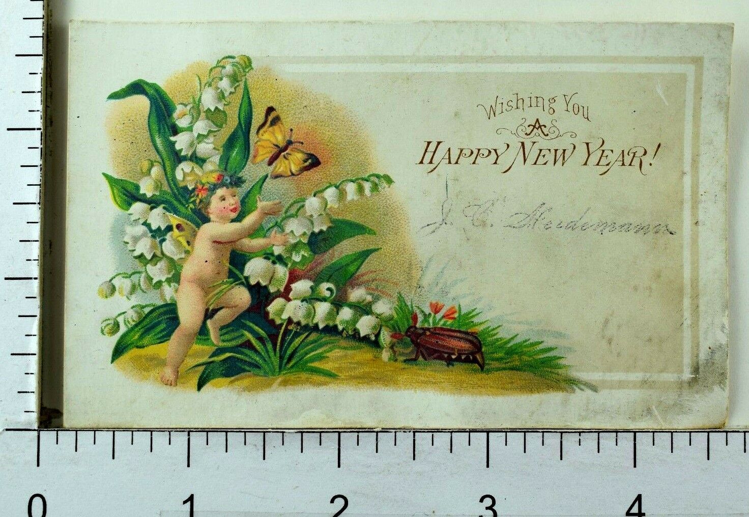 1870's-80's Lovely Winged Fairy Lily Of The Valley New Year's Victorian ...