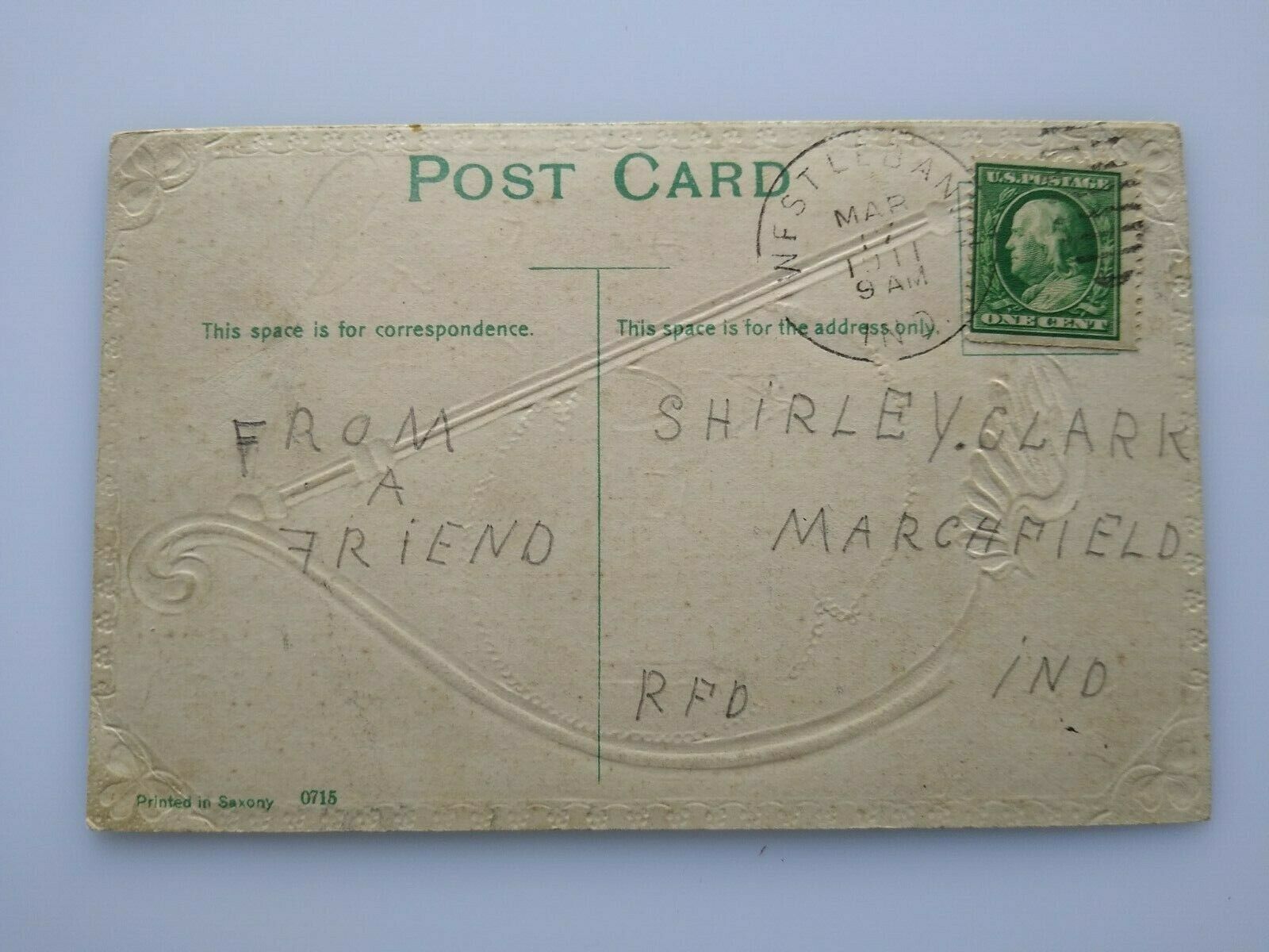 Saint Patrick's Day Postcard Gold Trim Harp Gel Germany Series 0715 ...