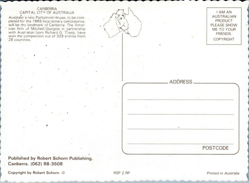 postcard Australia NSW Canberra - Australia's New Parliament House ...
