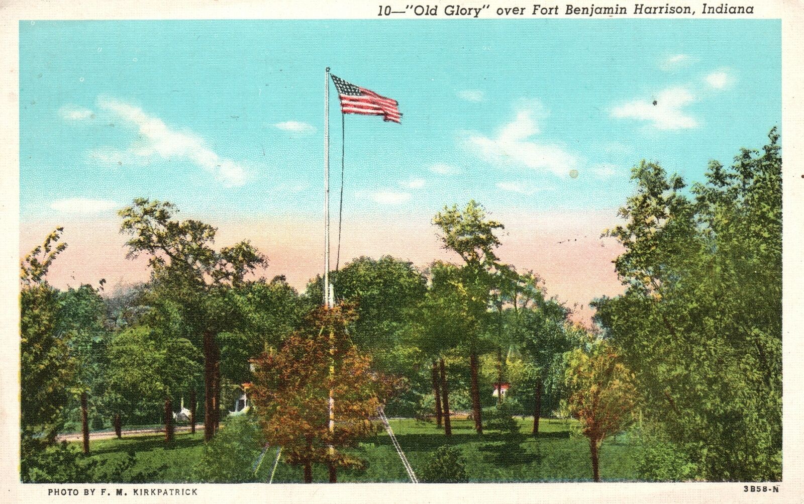 Vintage Postcard 1944 Old Glory Fort Benjamin Harrison Indiana F. M ...