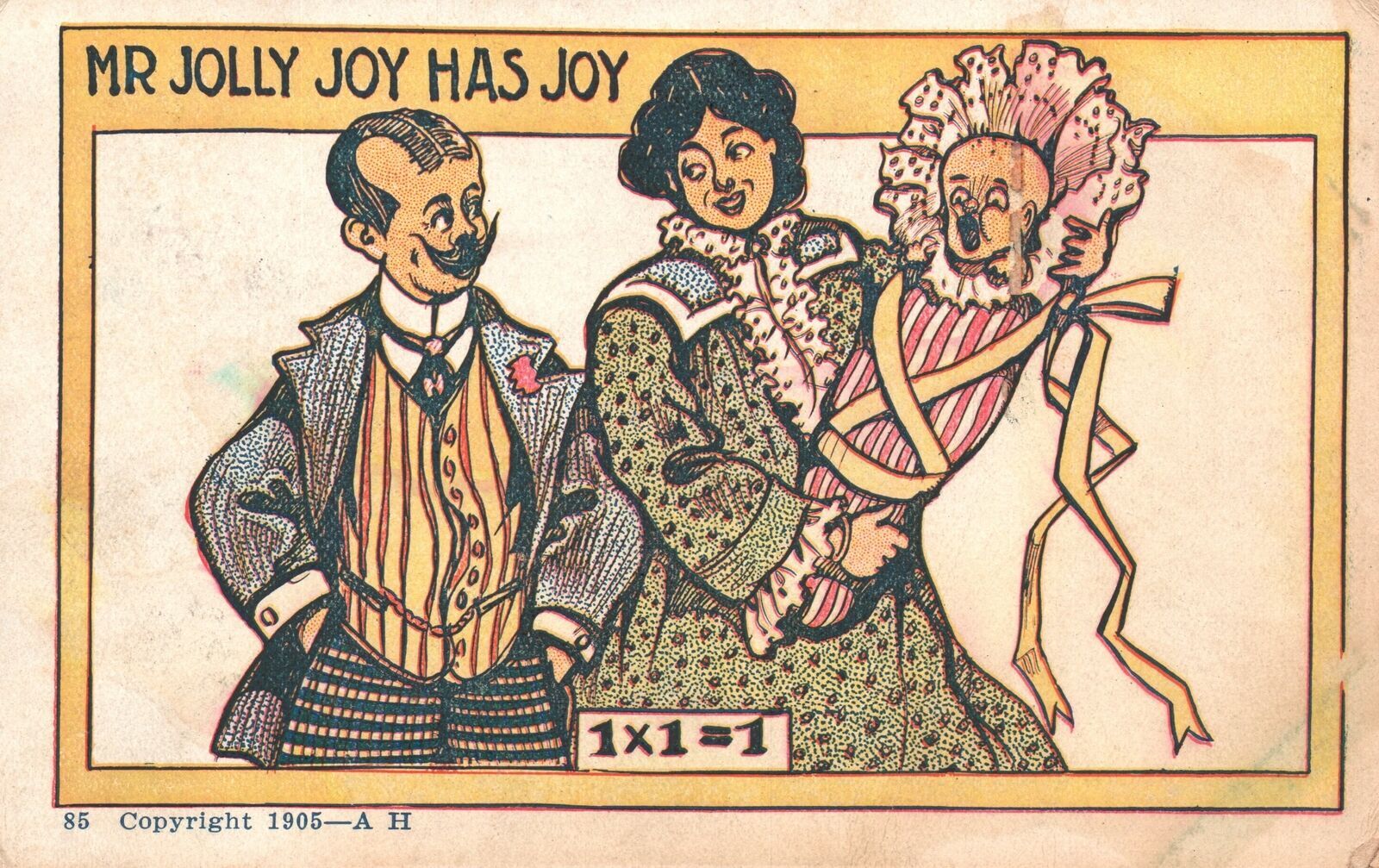 Vintage Postcard 1906 Mr. Jolly Joy Has Joy New Born Baby Happy Family ...