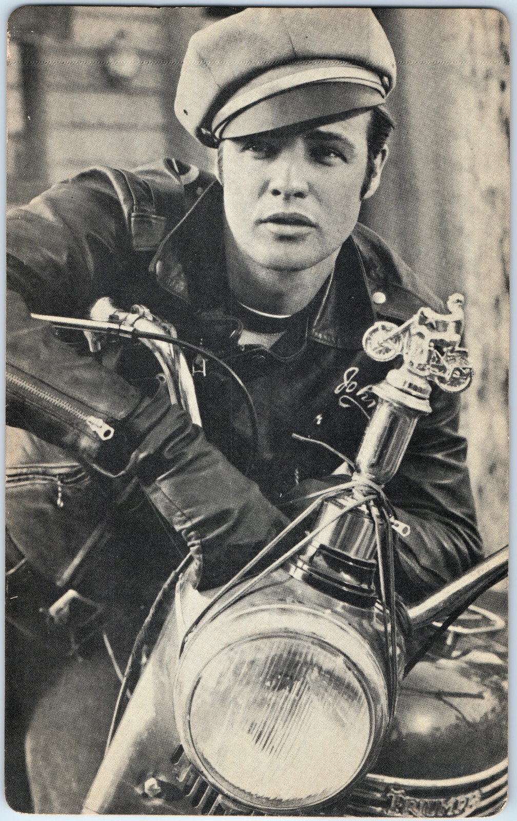 c1950s Marlon Brando "Wild One" Cool Actor Portrait Motorcycle Trilby ...