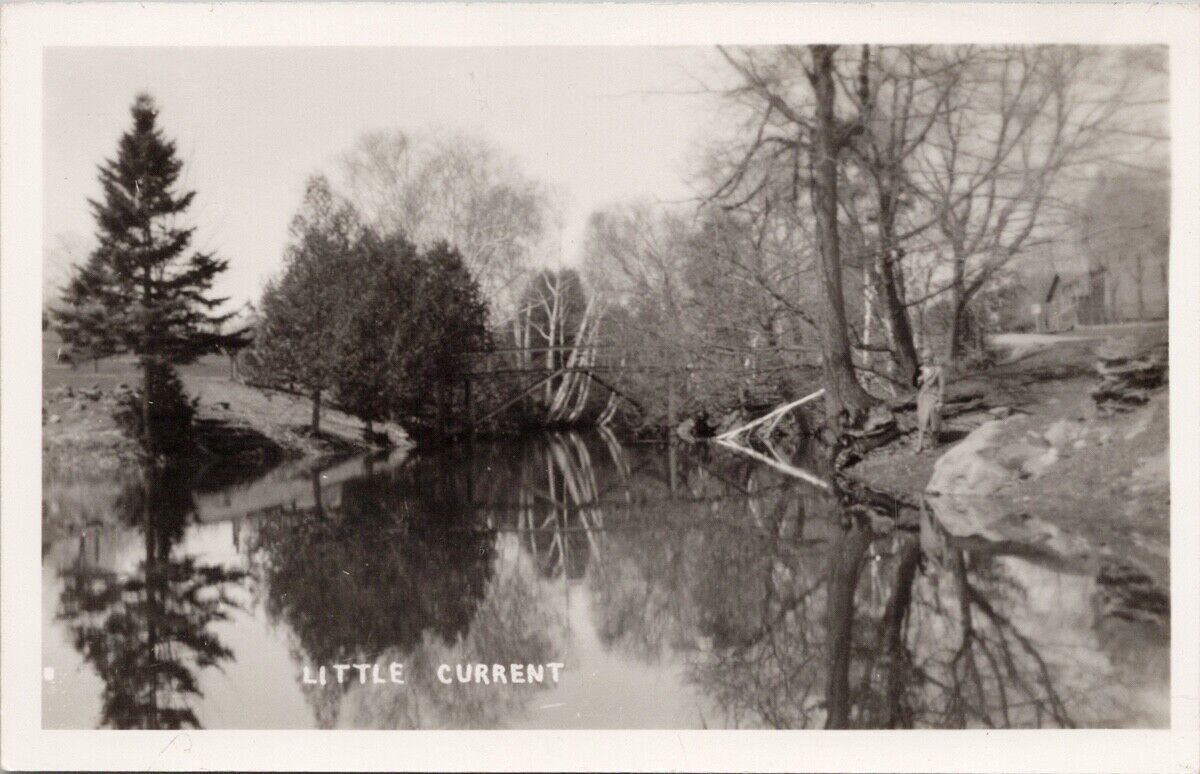 Little Current Ontario Water scene Bridge ON ONT Unused RPPC Postcard ...