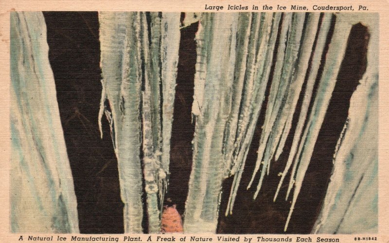 Vintage Postcard 1933 Large Icicles Ice Mine Ice Plant Coudersport ...