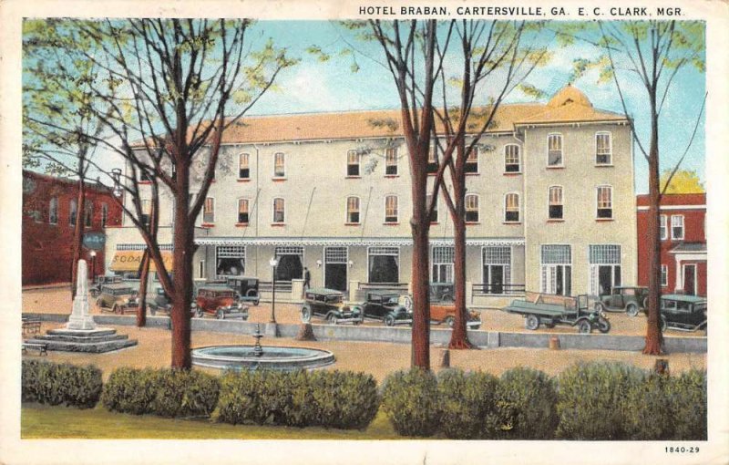 Cartersville Georgia street scene Hotel Braban & fountain antique pc ...