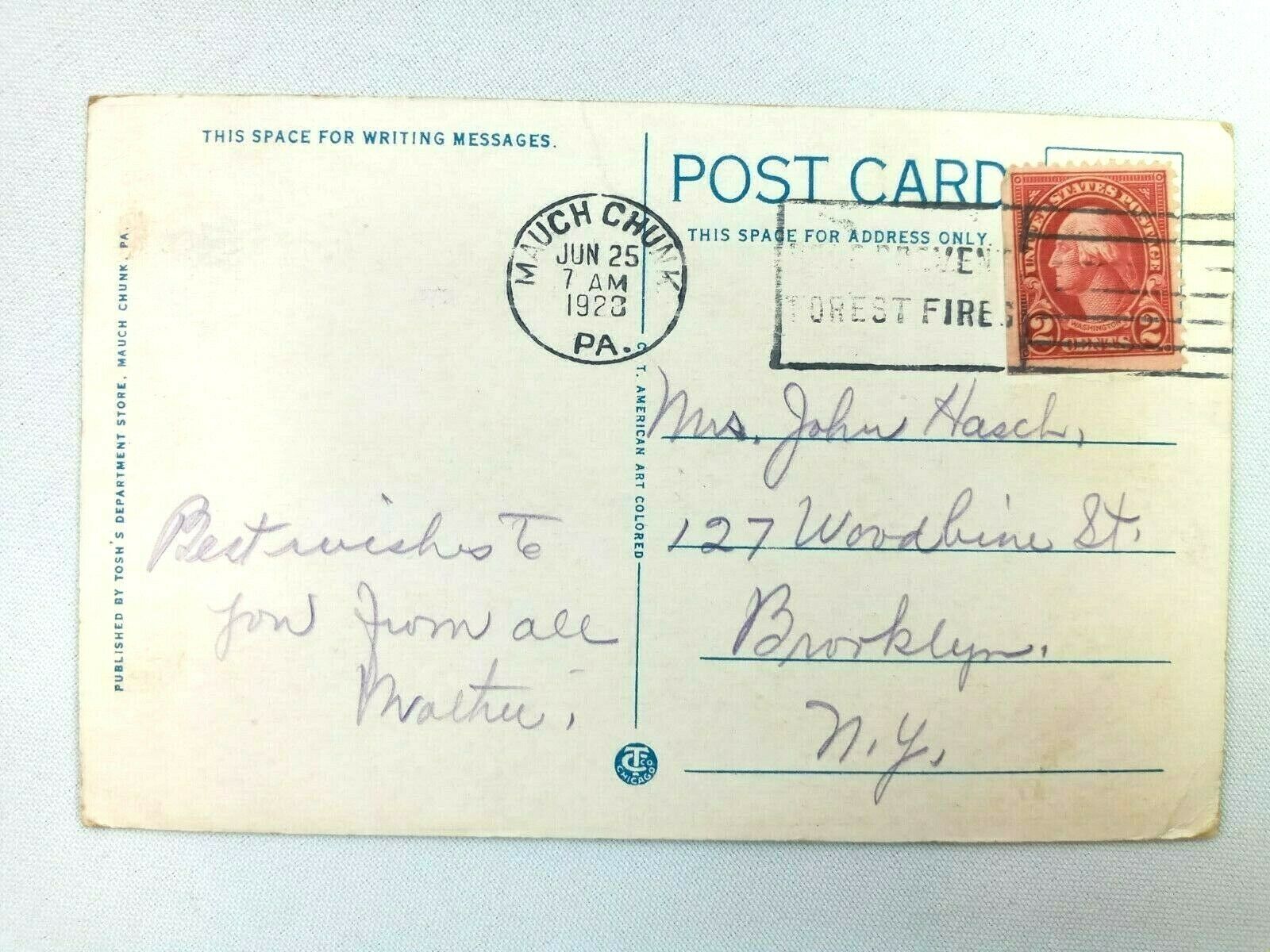 Vintage Postcard Mount Jefferson Plane Switch Back Railroad Mauch Chunk ...