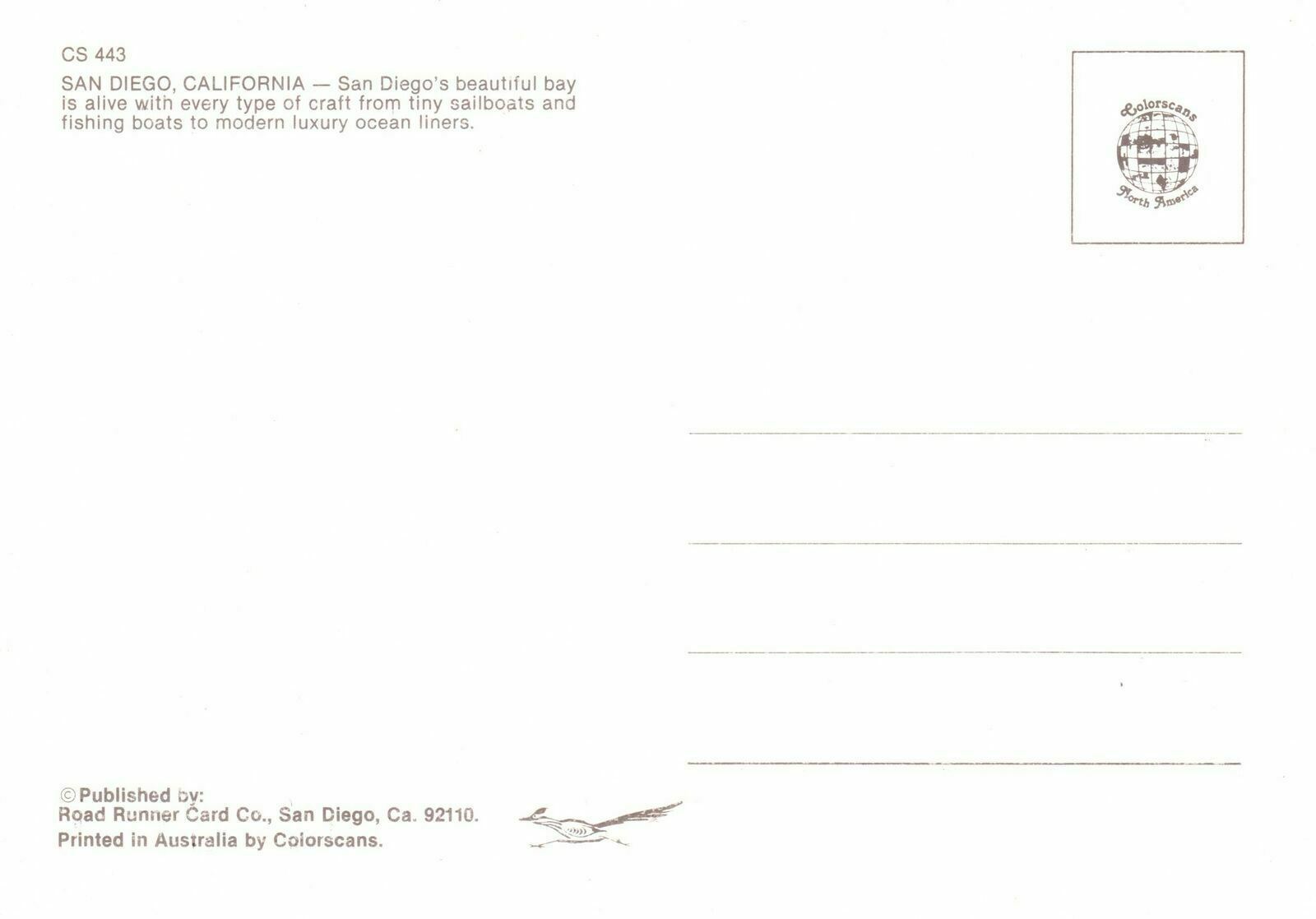 Vintage Postcard Waterfront Tiny Sailboats San Diego Waterfront ...