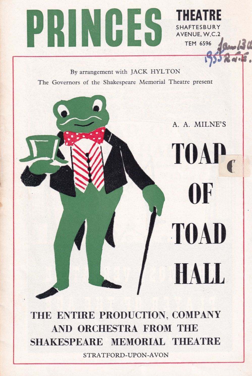 Toad Of Toad Hall 1953 Princes Theatre Wind In The Willows Programme ...