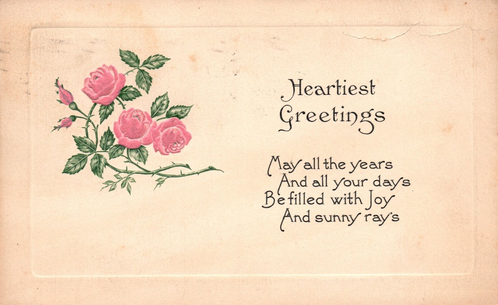 Vintage Postcard 1916 Heartiest Greetings May All The Years Be Filled ...