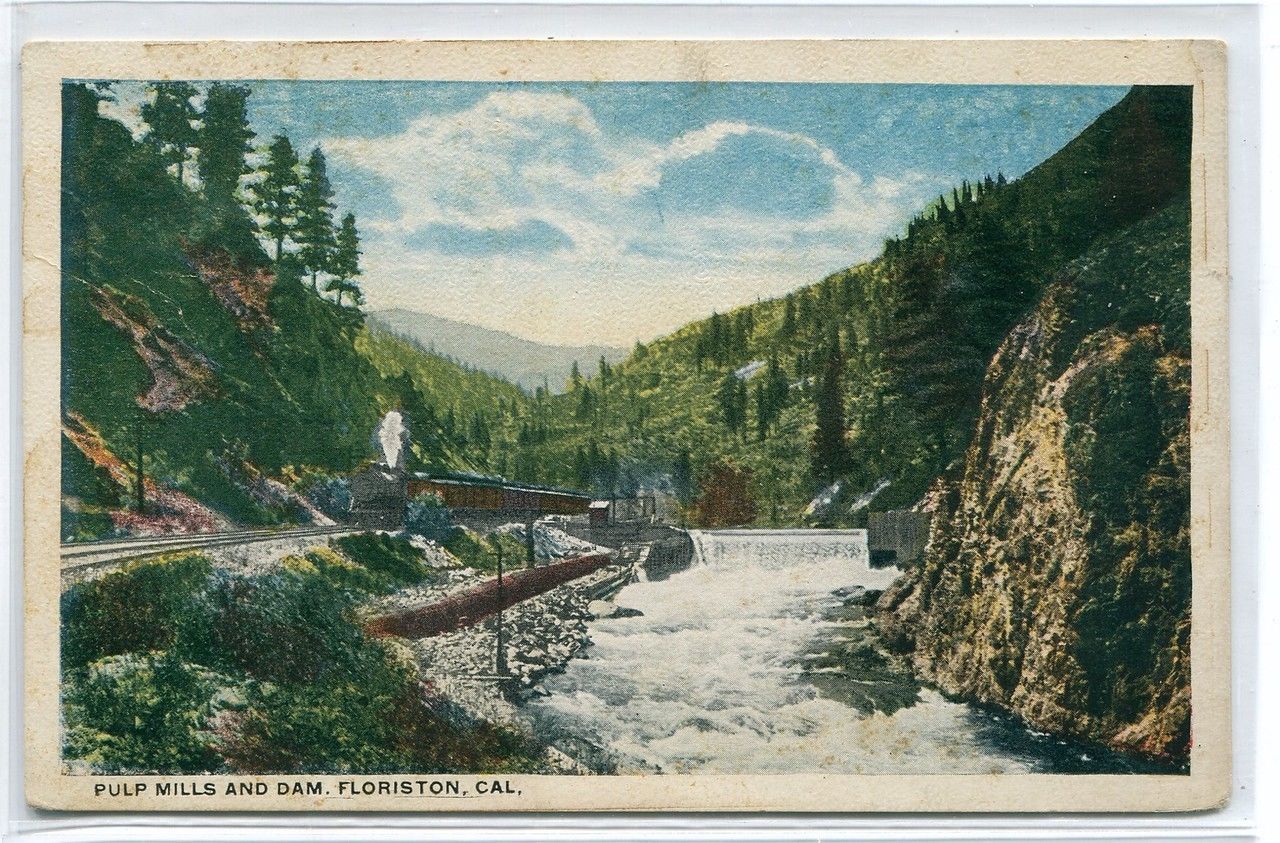 Railroad Train Pulp Mills Dam Floriston California 1922 postcard ...