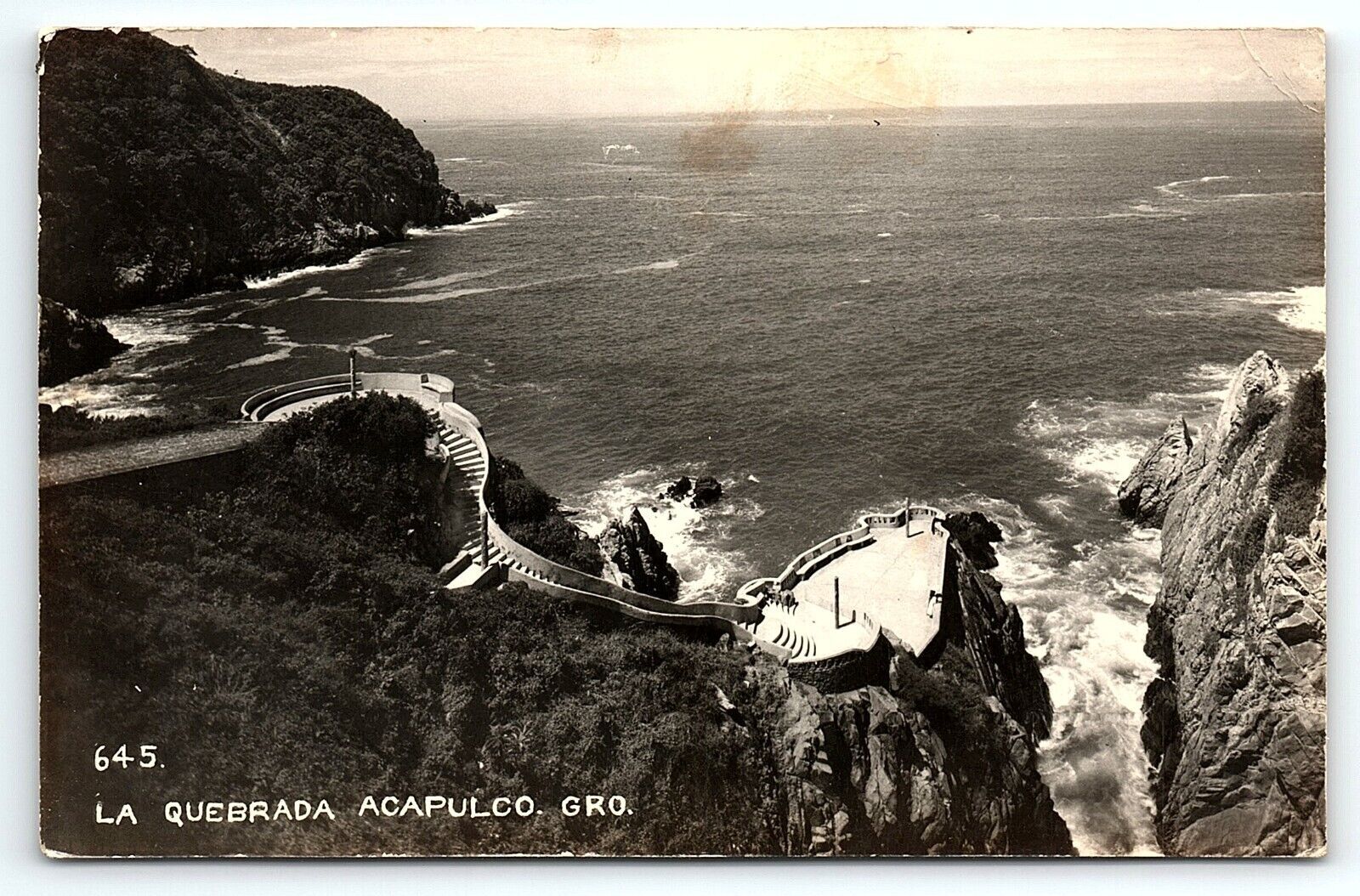 1940s LA Quebrada Acapulco Cliff Diving Ocean Rocks Photo Rppc Postcard ...