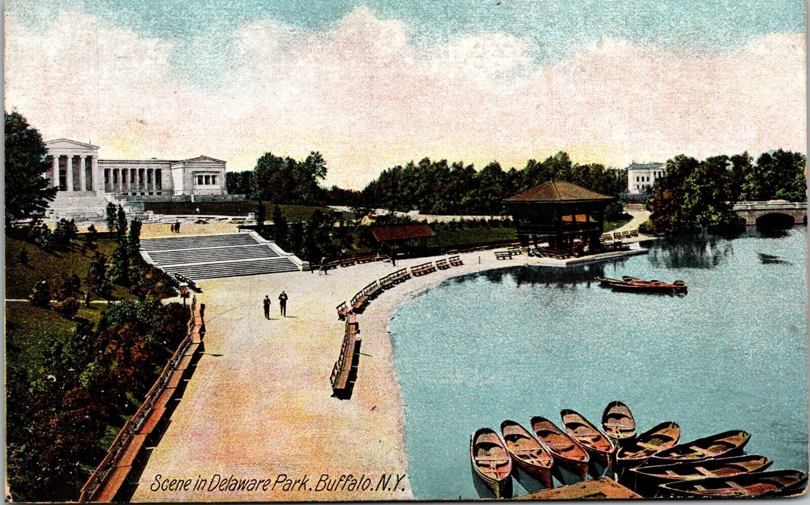 Delaware Park Buffalo New York Aerial View Boats Scenic Park Benches DB ...