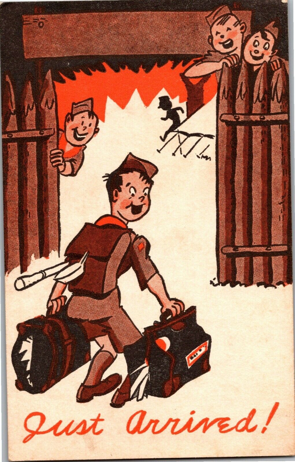 Boy Scout Camp Postcard, BSA c1947 Just Arrived at Camp Scouts S21 ...