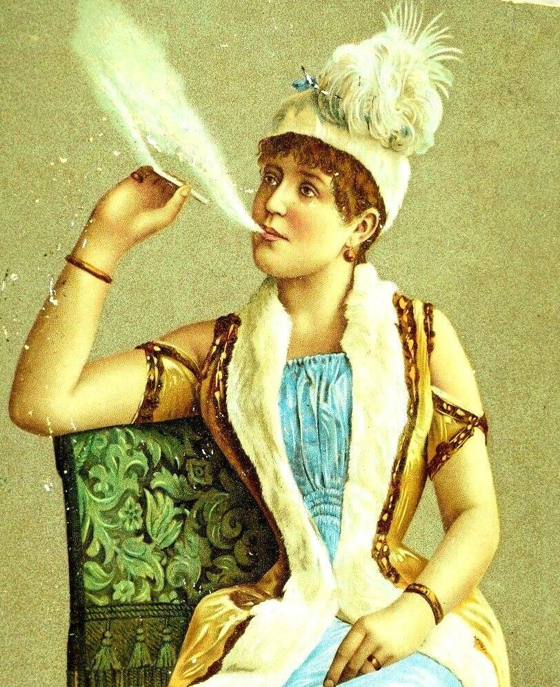 1870's-80's Lovely Lady Smoking Cigarette Victorian Card 6 1/8" X 8 3/4 ...
