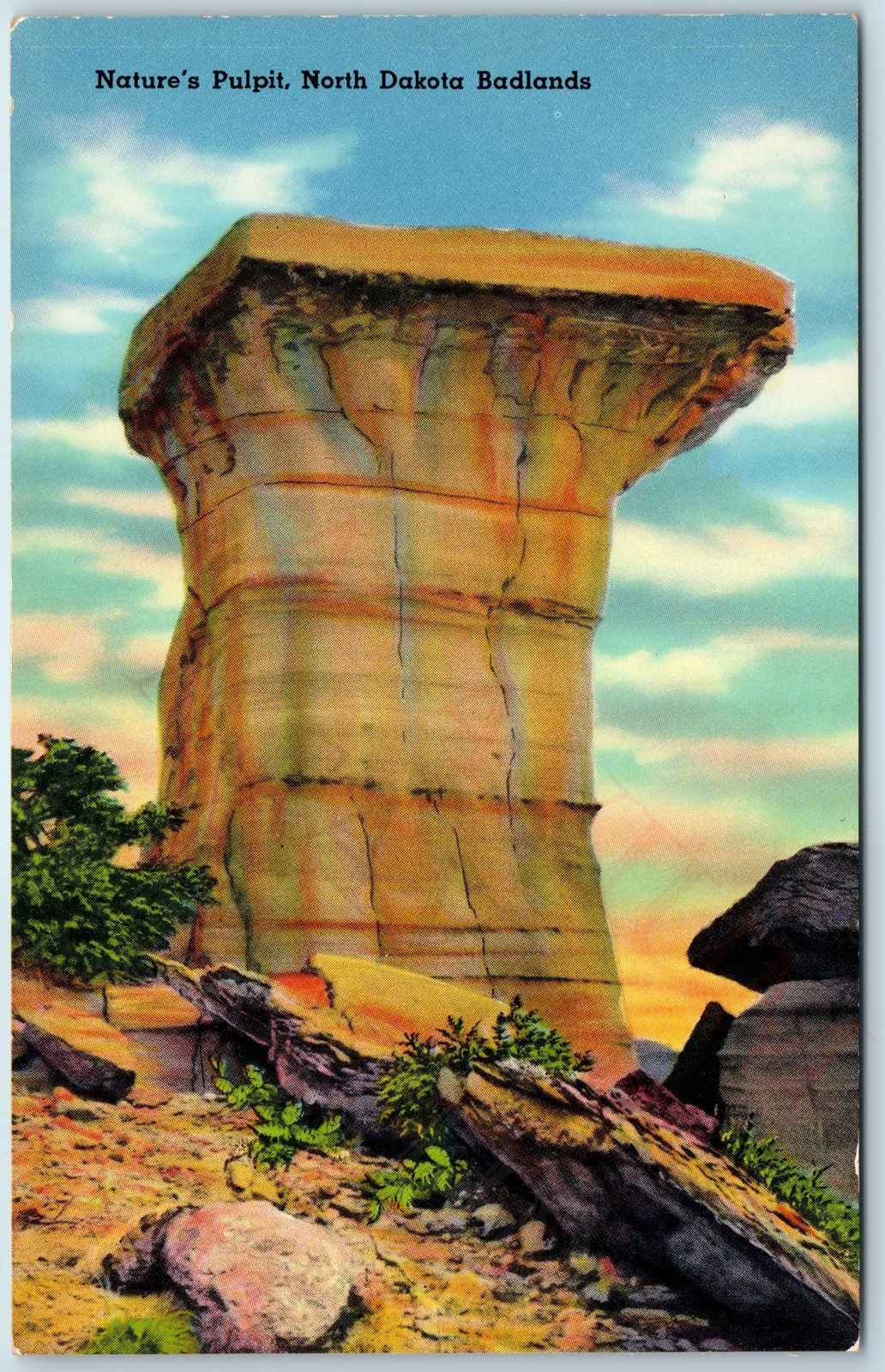 c1940s North Dakota Badlands Natures Pulpit Rock Formation PC Tichnor ...