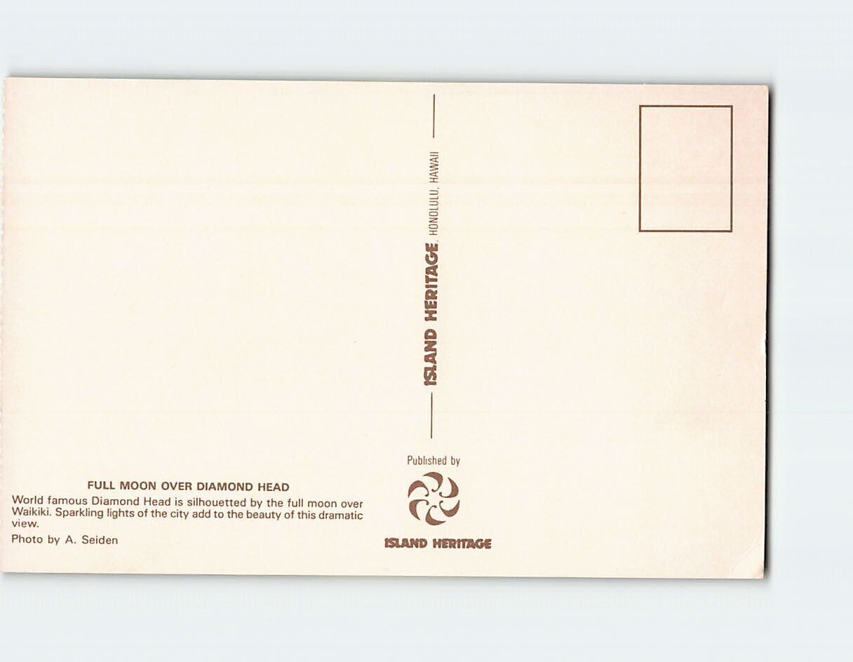 Postcard Full Moon Over Diamond Head, Honolulu, Hawaii | United States ...