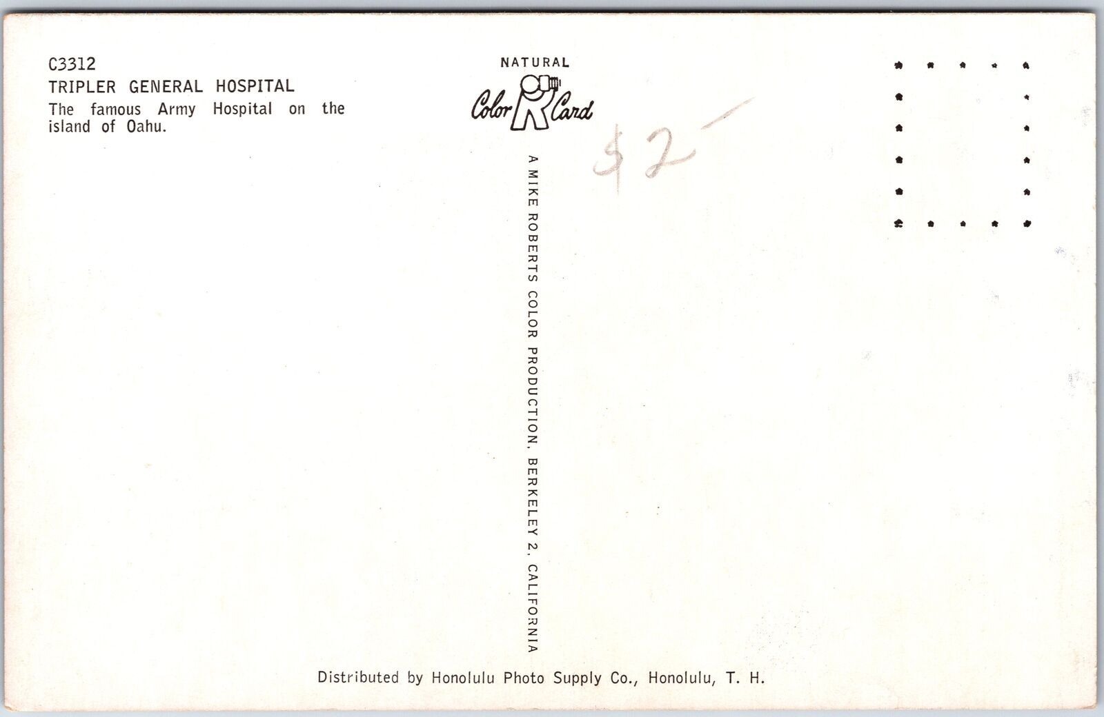 Vintage Postcard Tripler General Hospital View of Oahu'S Great Army ...