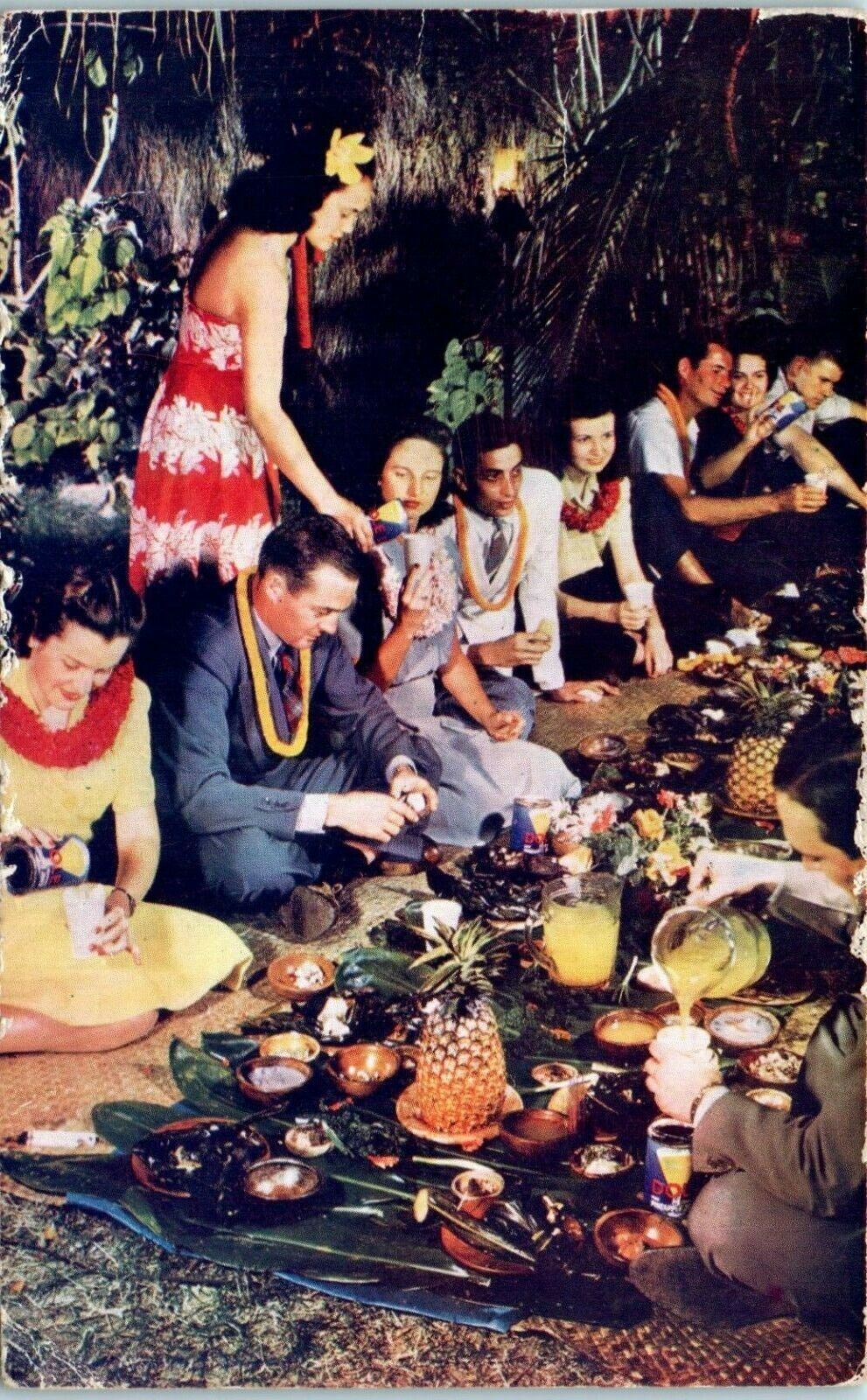 Vintage 1940's Luau Scene Honolulu Hawaii PC2888 | United States ...