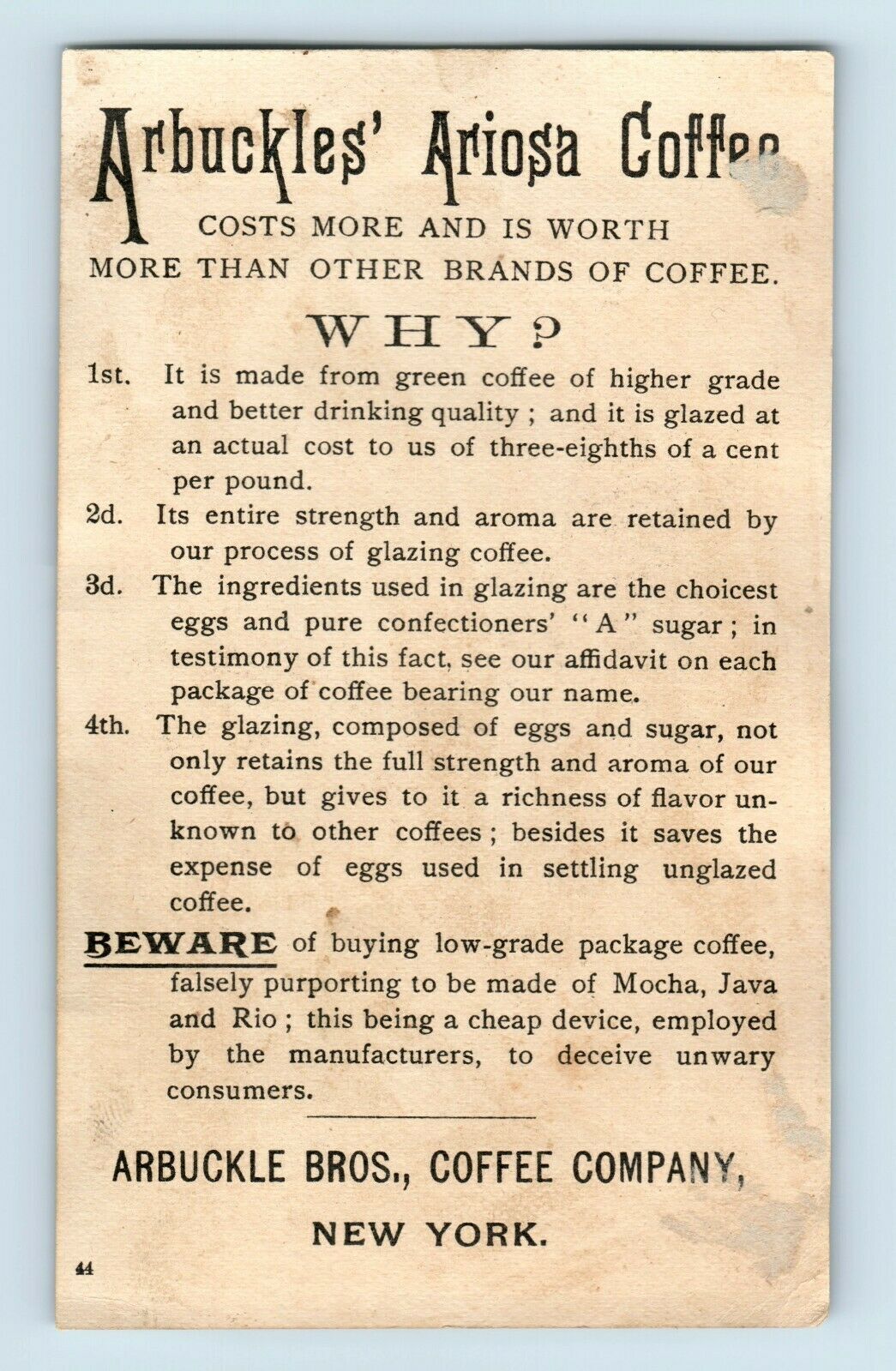 1880's Arbuckles' Ariosa Coffee Father Son Train Comical P185 ...
