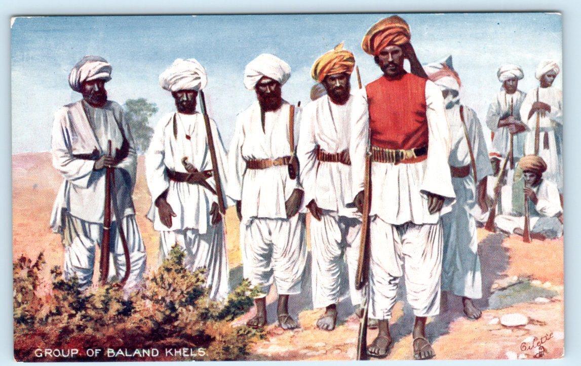 NATIVE LIFE IN INDIA Tuck Oilette GROUP of BALAND KHELS Tribe 1910s ...