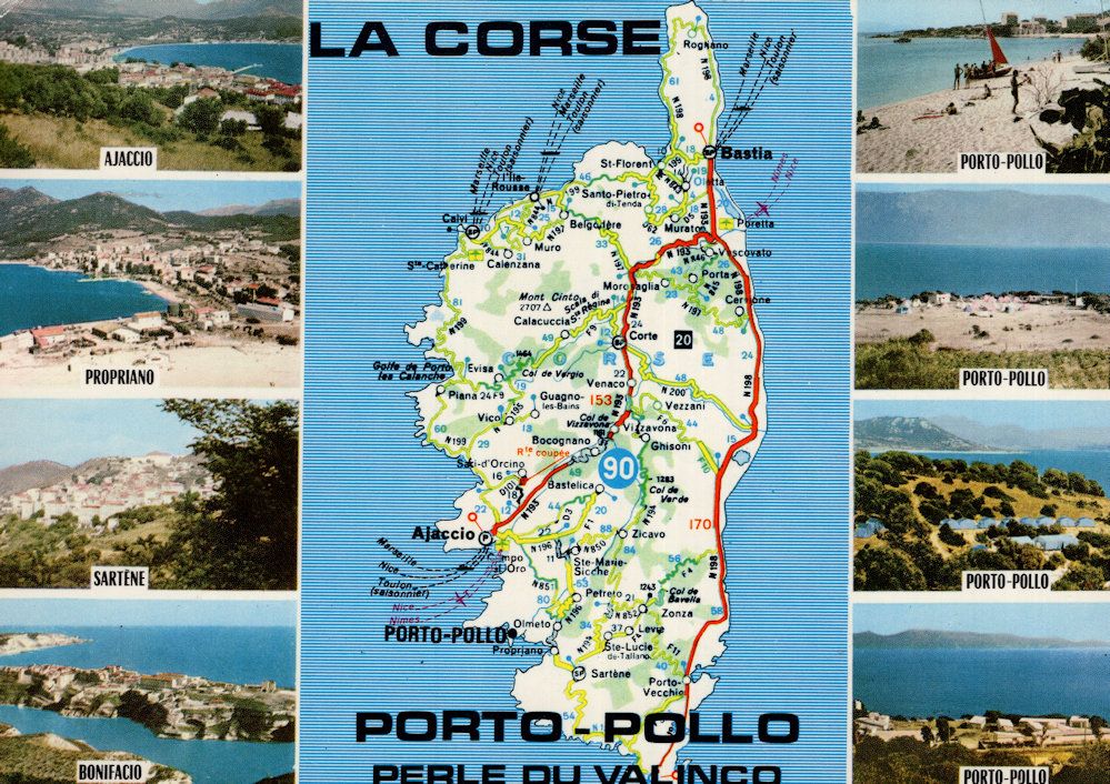 La Corse Porto Pollo Perle Du Valenco 1970s Map Postcard | Europe ...