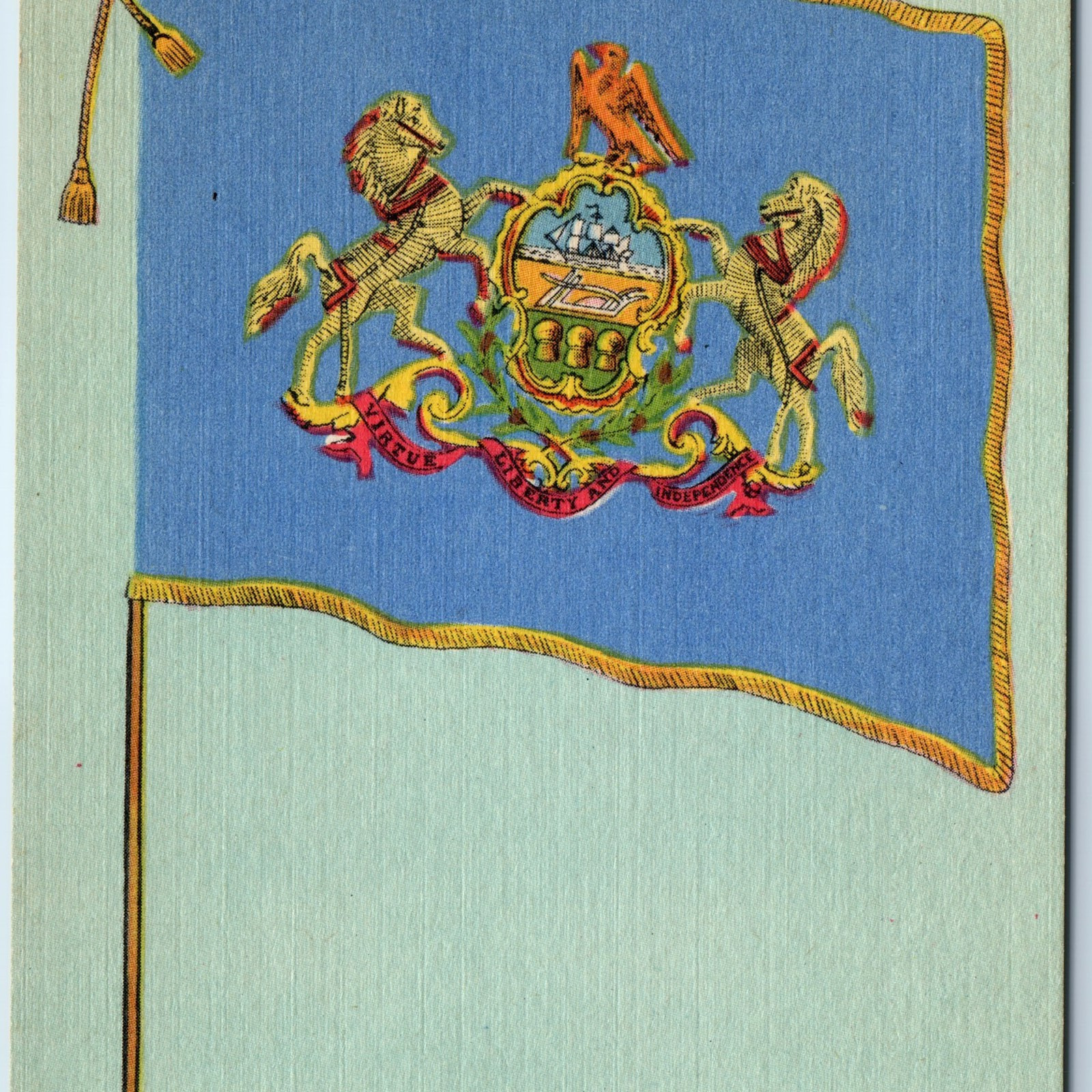 1954 PA Pennsylvania Commonwealth Flag Official Seal Coat of Arms ...