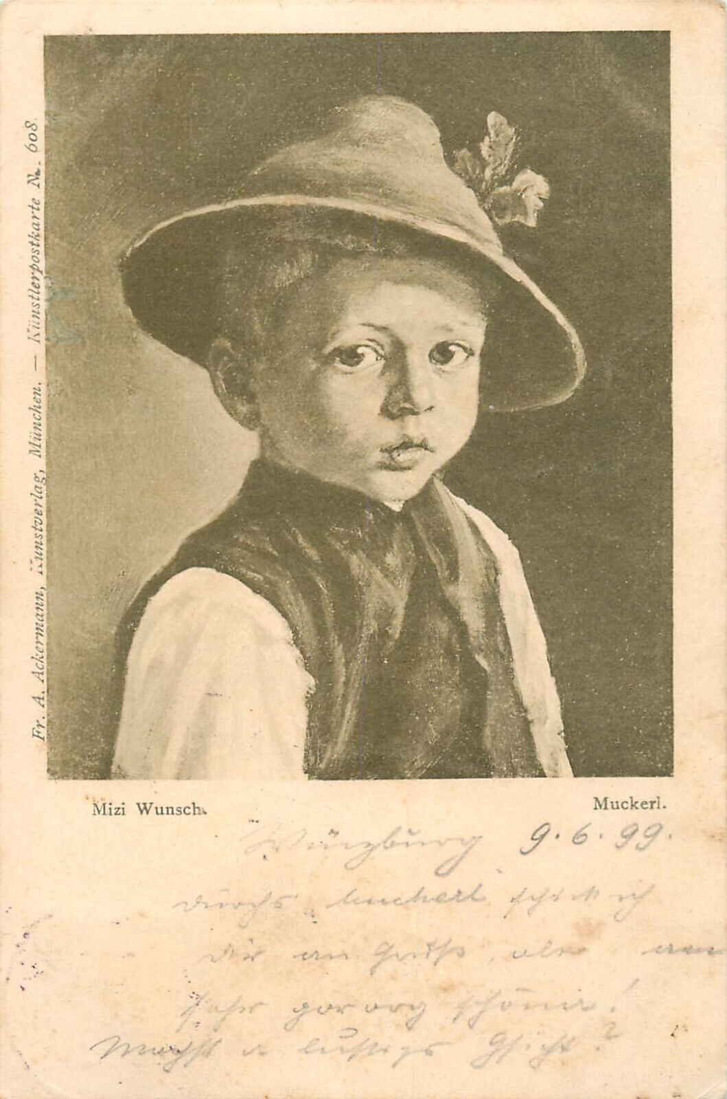 Unit of 2 fine art postcards 1899 Jakobaa & Muckeri portraits by Mizi ...