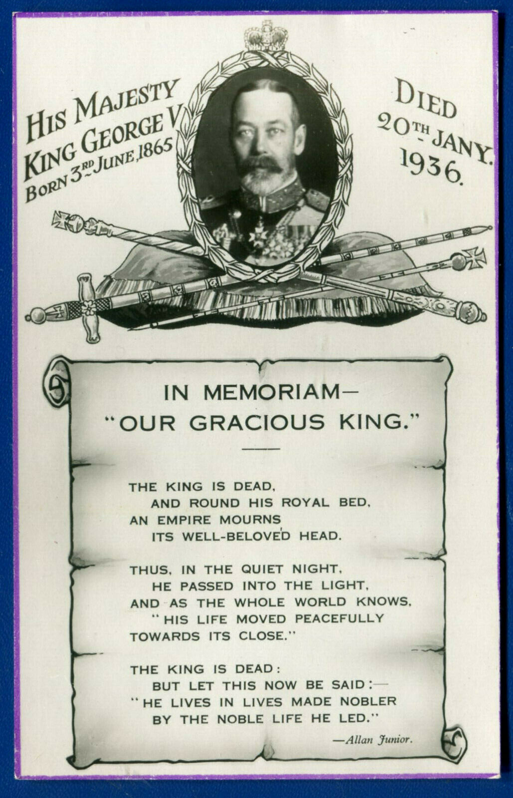 King George VI "In Memoriam" Souvenir Postcard Real Photo Postcard ...