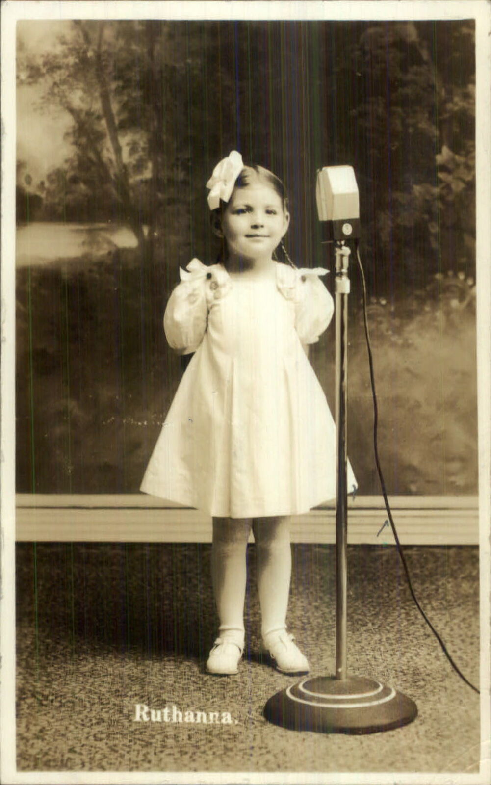 Little Girl Singer Performer Poses w/ Microphone RUTHANNA Real Photo ...