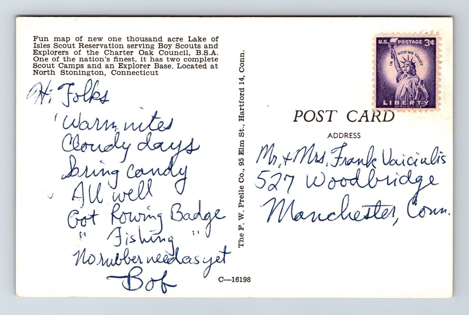 Lake Of Isles Map Scout Reservation Boy Scouts Postcard 3c Stamp WOB ...