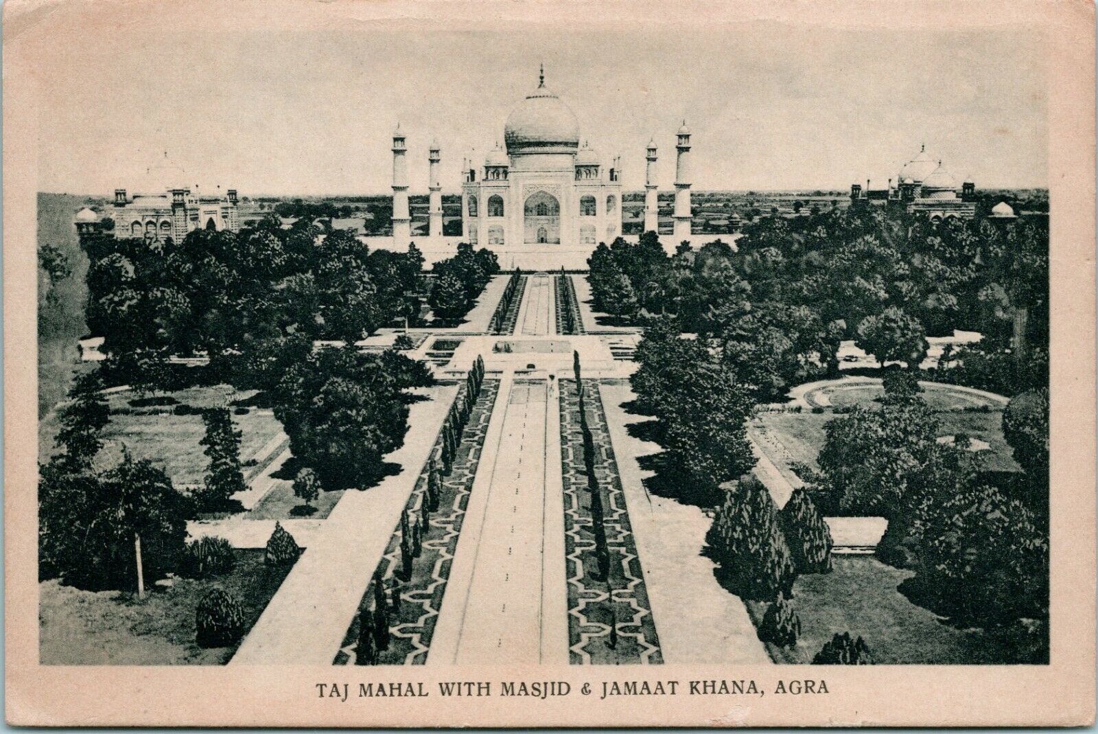 Vtg 1940s Postcard - Taj Mahal With Masjid & Jamat Khana Agra ...