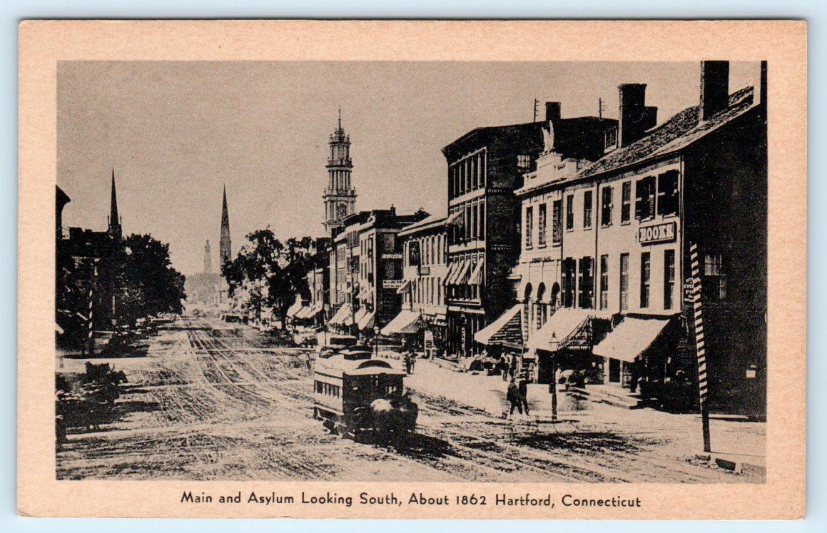 HARTFORD, CT ~ Street Scene MAIN & ASYLUM about 1862 - WITKOWER'S Repro ...