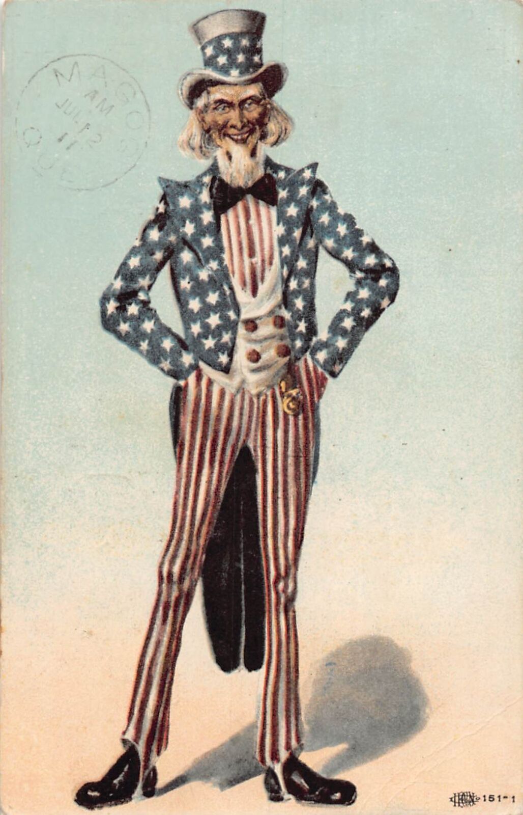J78/ Uncle Sam Patriotic Postcard c1910 Uncle Sam Smile Suit 459 ...