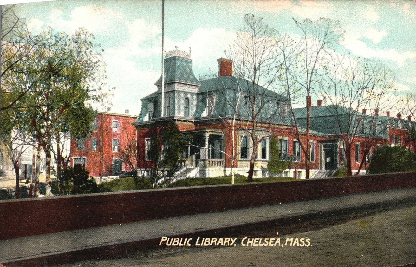 Vintage Postcard 1910's View of Public Library Chelsea Massachusetts MA ...