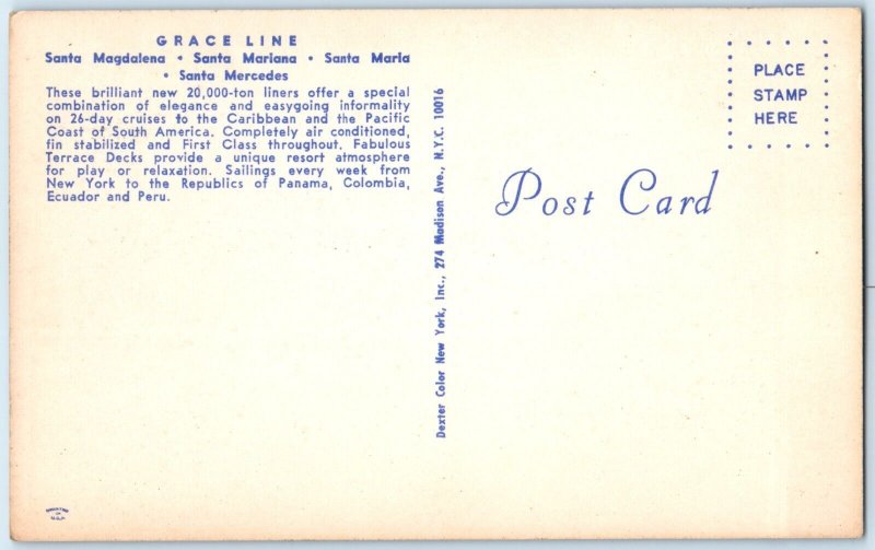 c1960s Grace Line Ocean Cruise Liner Santa Maria Mercedes Magdalena ...
