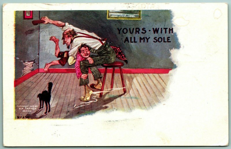 Comic Spanking Child w Shoe Yours With All My Sole 1907 HH Tammen ...