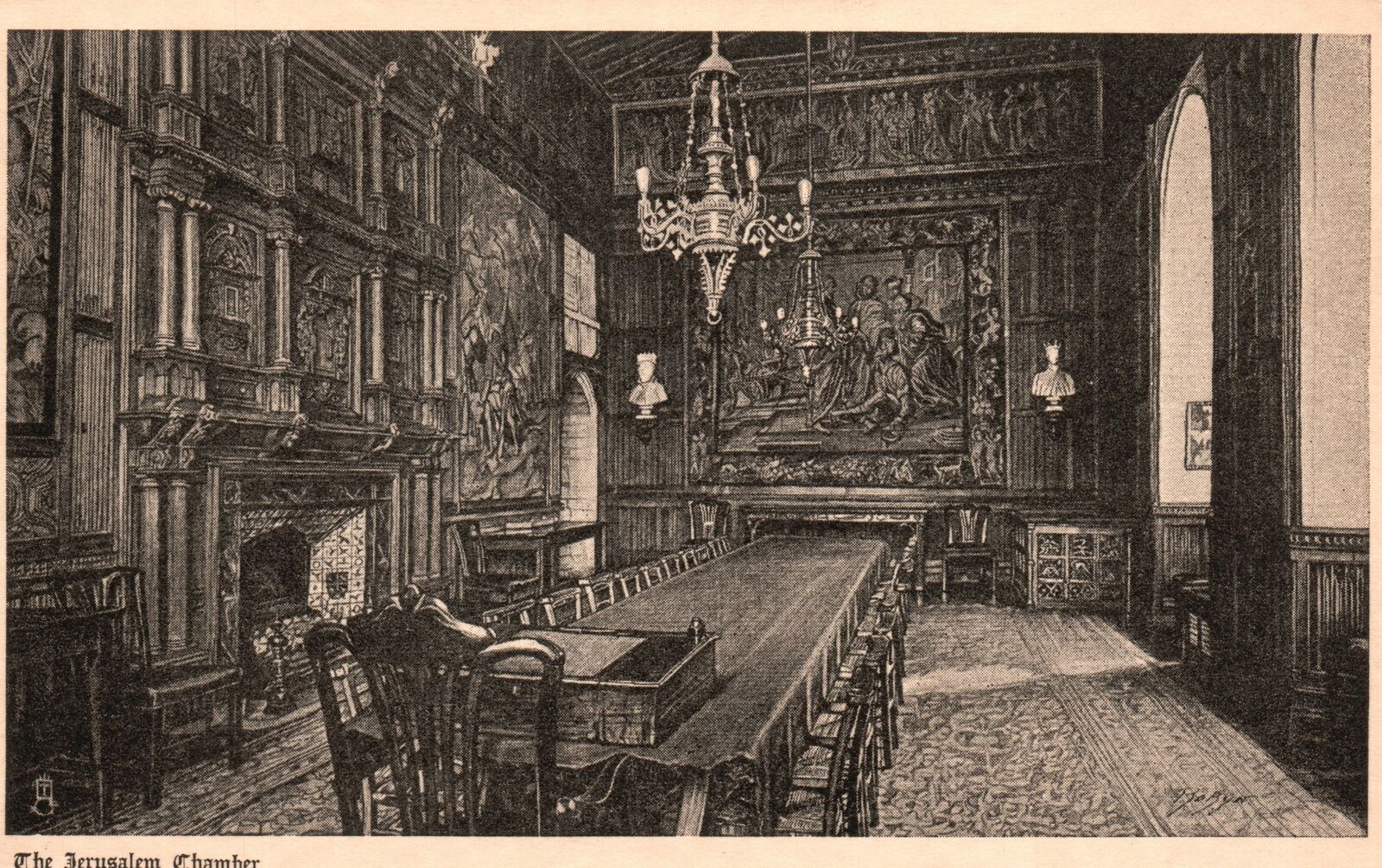 Vintage Postcard Jerusalem Chamber Westminster Abbey Room Raphael Tuck ...