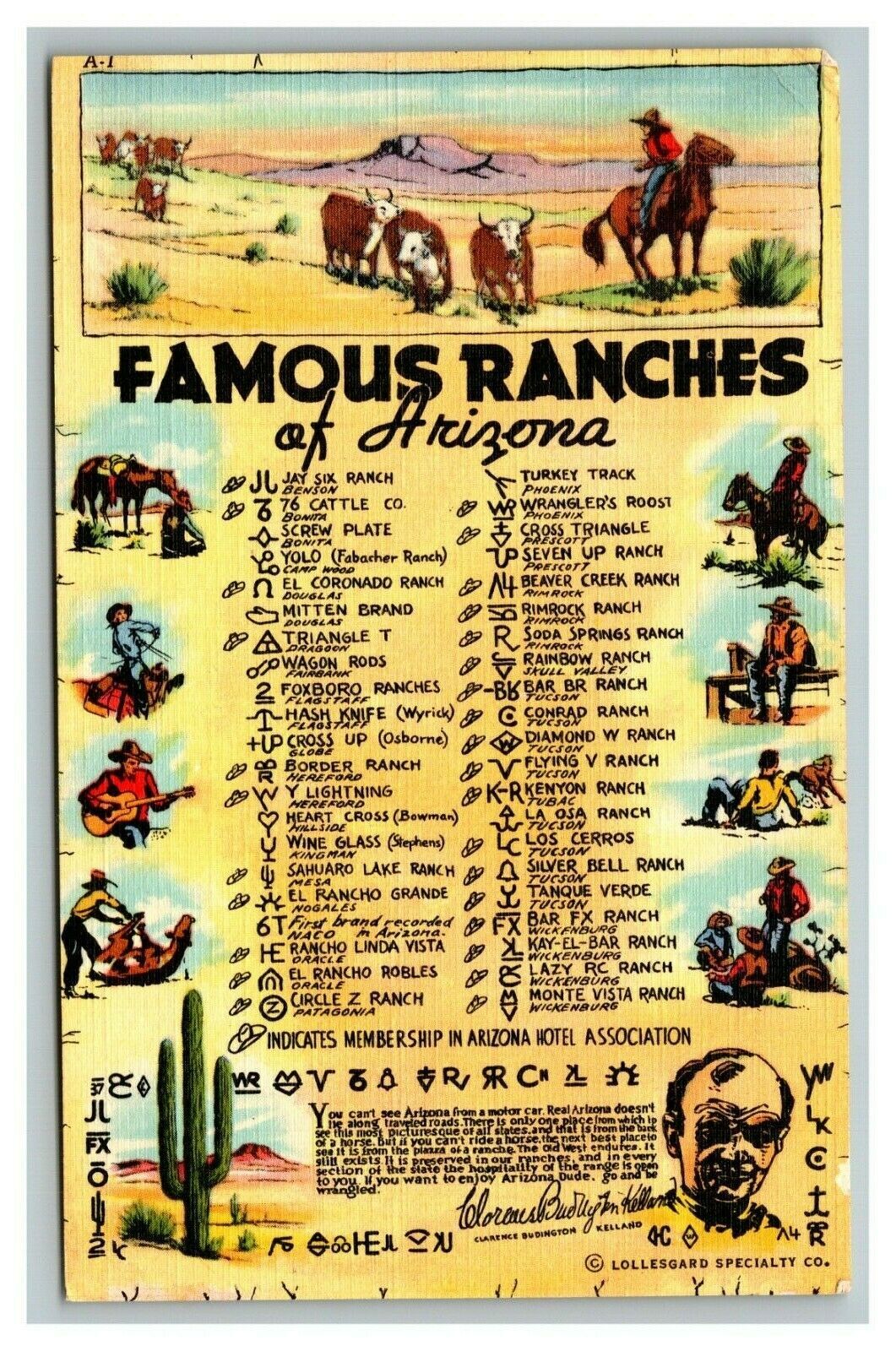 Vintage 1930's Curteich Western Motif Postcard Famous Ranches of ...