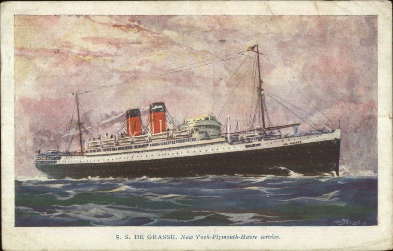 NY-Plymouth-Havre Steamship SS De Grasse Used by Passenger 1932 ...