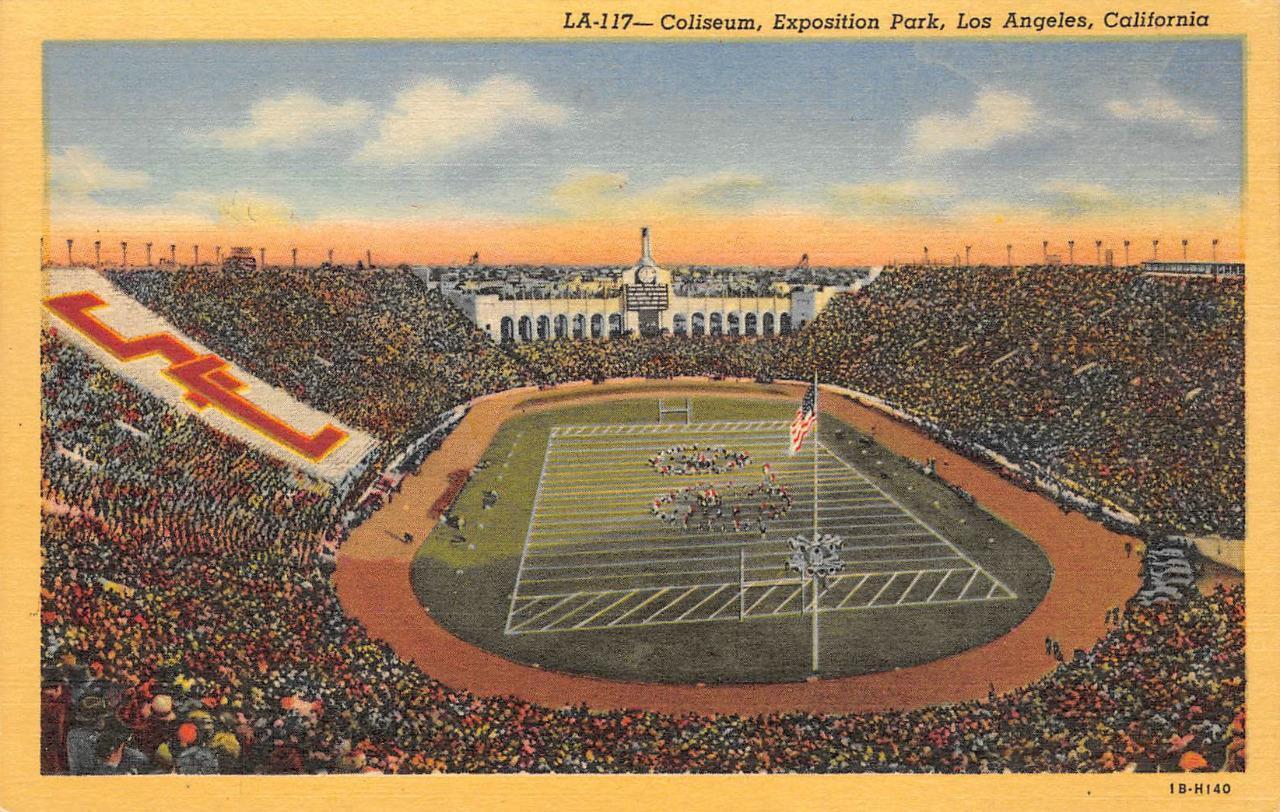 Coliseum Exposition Park Los Angeles CA Sports Football Stadium Vintage ...