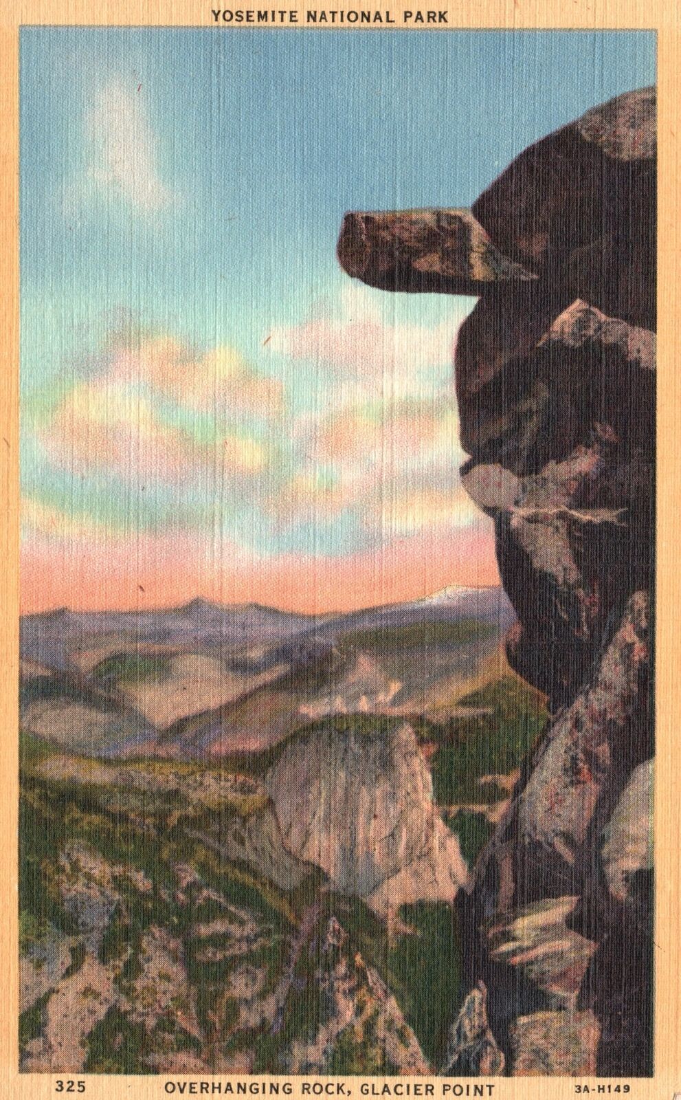 Vintage Postcard Yosemite National Park Overhanging Rock Glacier Point ...